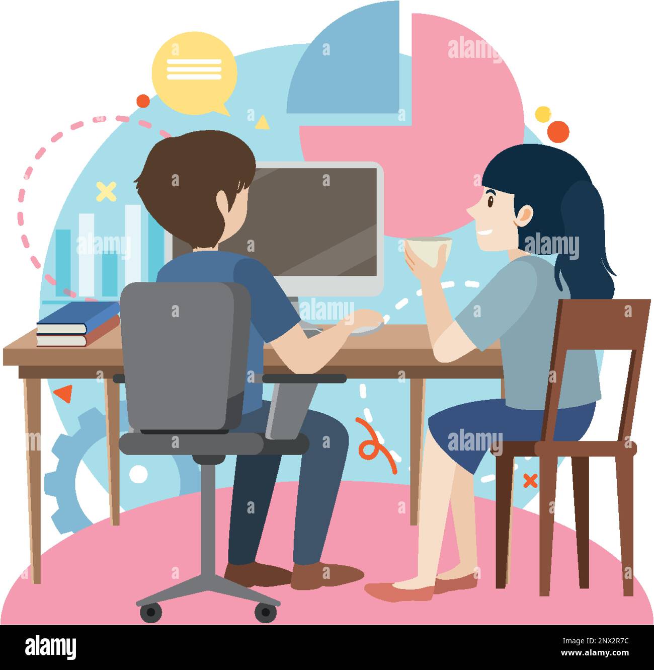 Working characters flat design for web banner illustration Stock Vector ...