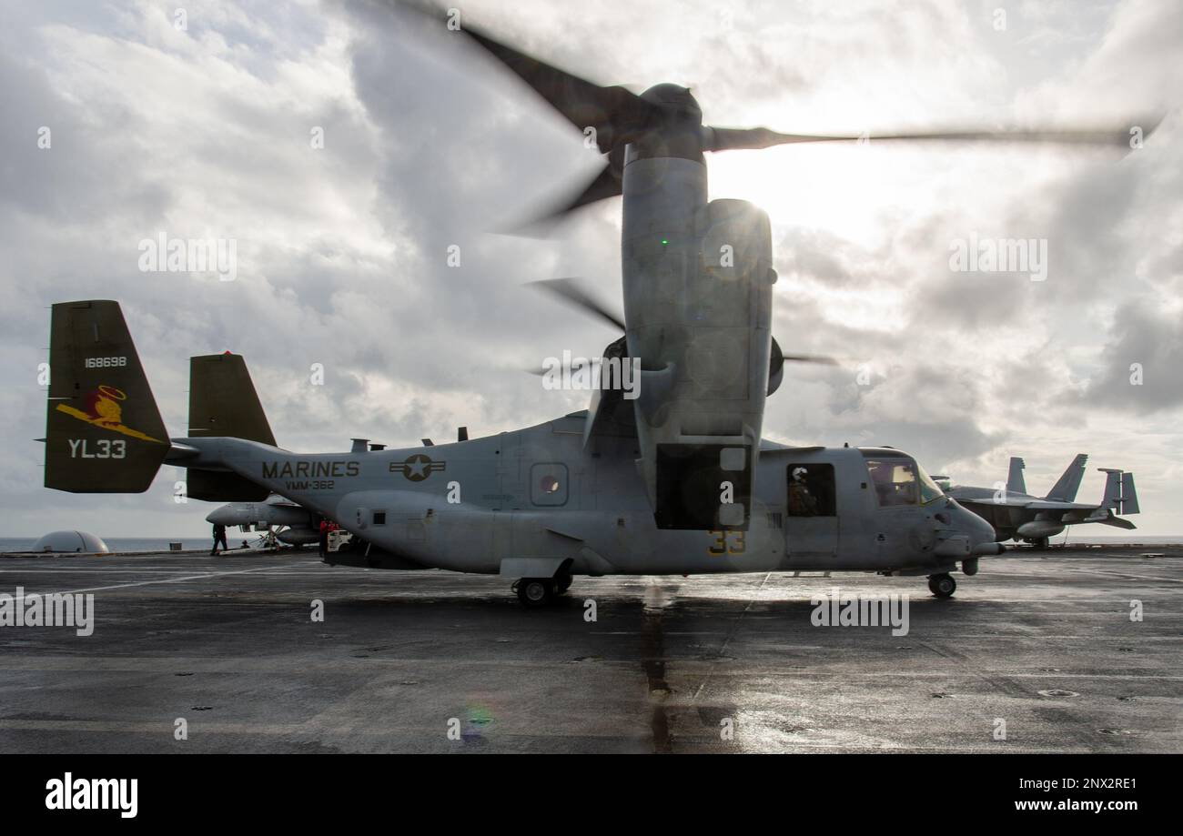 230120-N-DU622-1095 SOUTH CHINA SEA (Jan. 20, 2023) An MV-22 Osprey ...