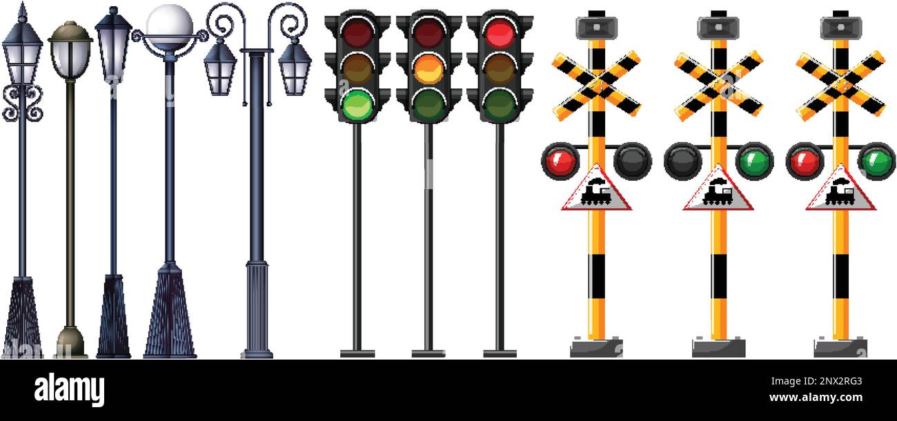 Set for Traffic Lights and Signals illustration Stock Vector Image ...