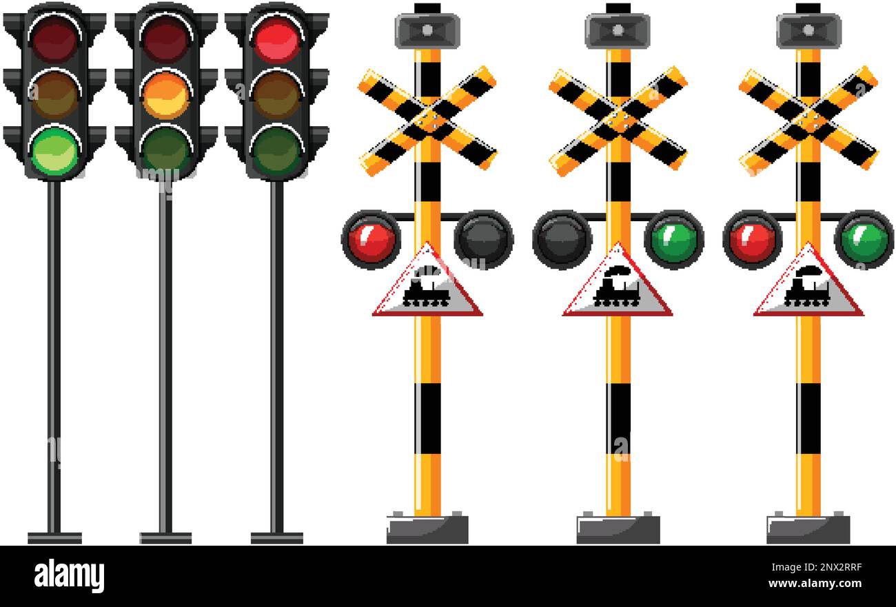 Set for Traffic Lights and Signals illustration Stock Vector Image ...