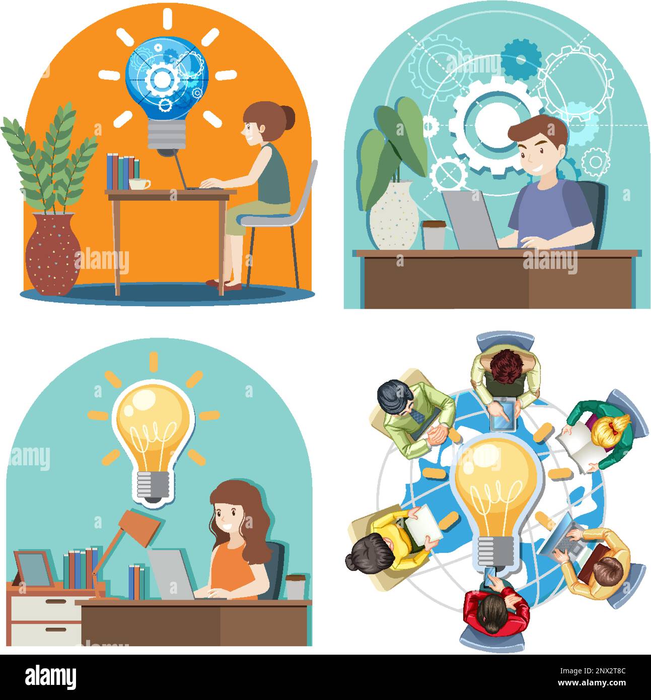 Working characters flat design for web banner illustration Stock Vector ...