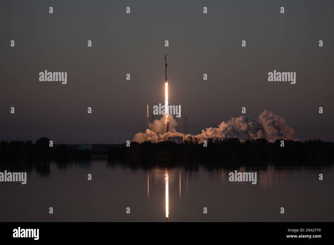 A SpaceX Falcon 9 rocket carrying the GPS III SV06 payload launches ...