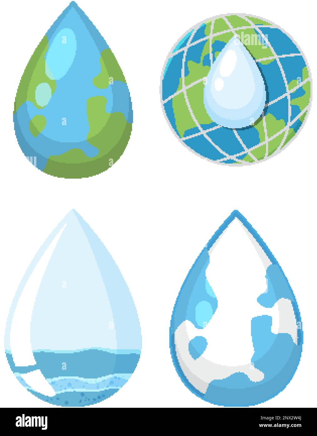 Set of earth water drop elements illustration Stock Vector Image & Art ...