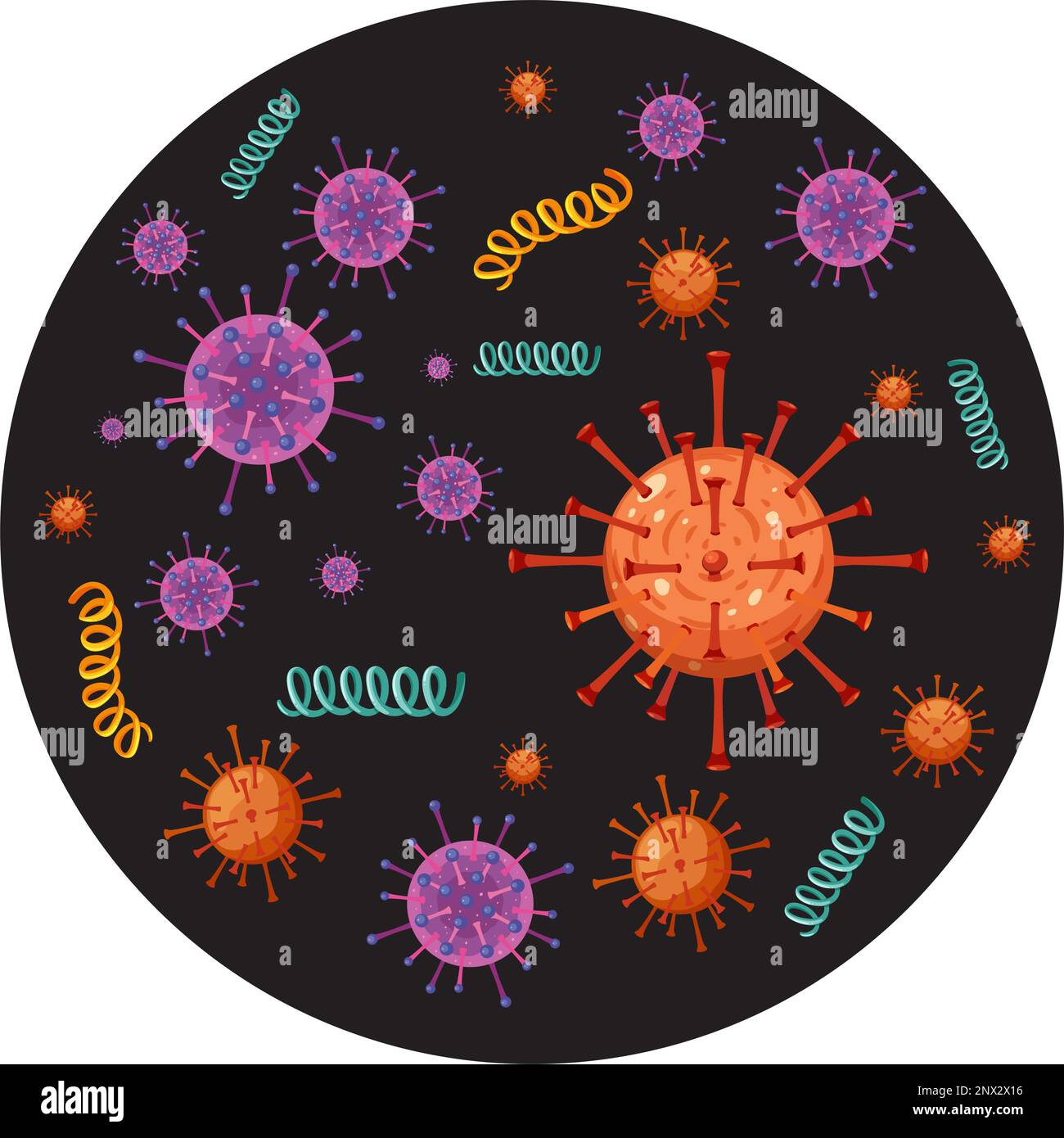 Bacterial Microorganism In Circle Illustration Stock Vector Image And Art