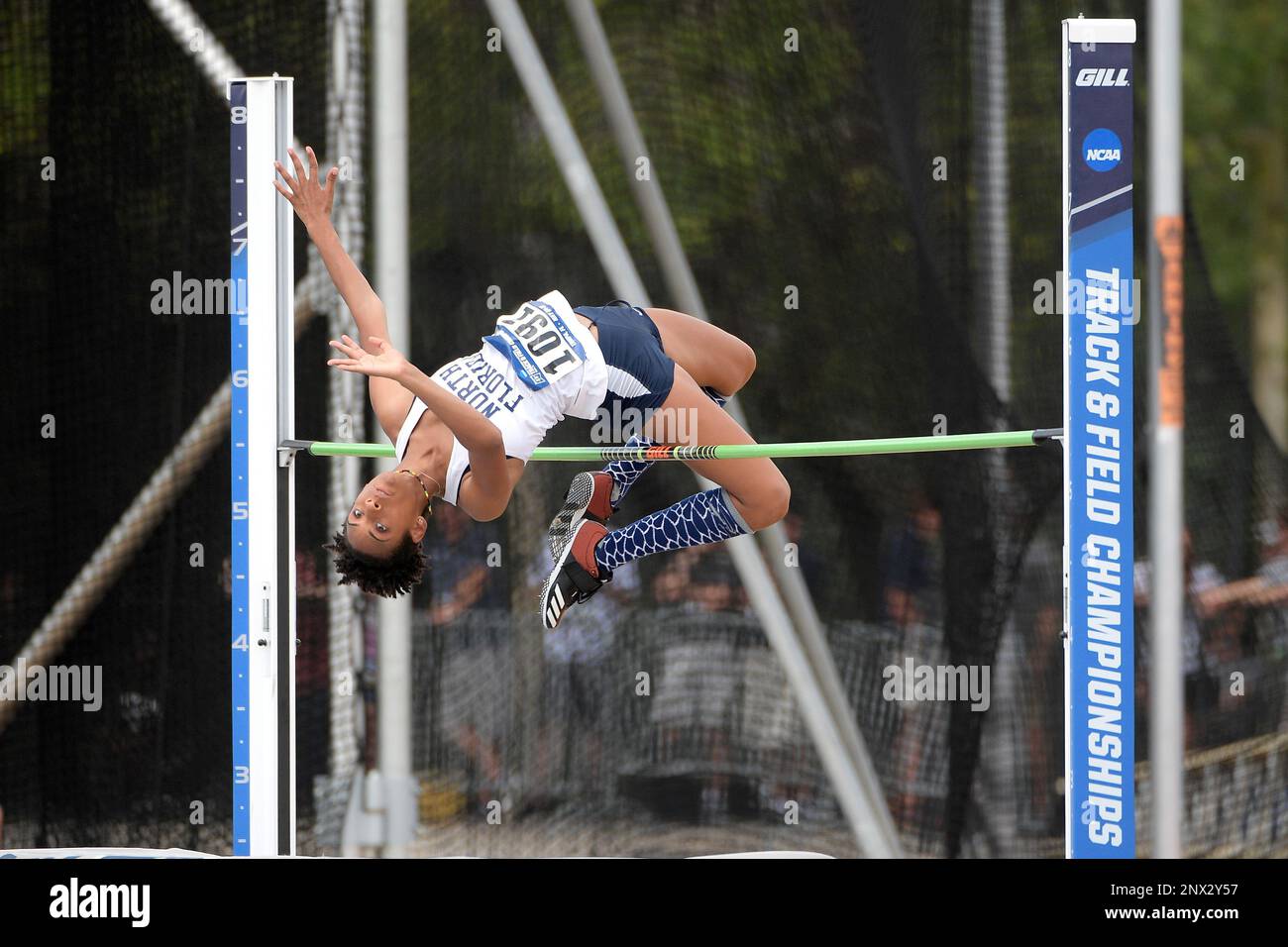 North Florida's Alyssa Young (1091) competes in the women's high jump ...