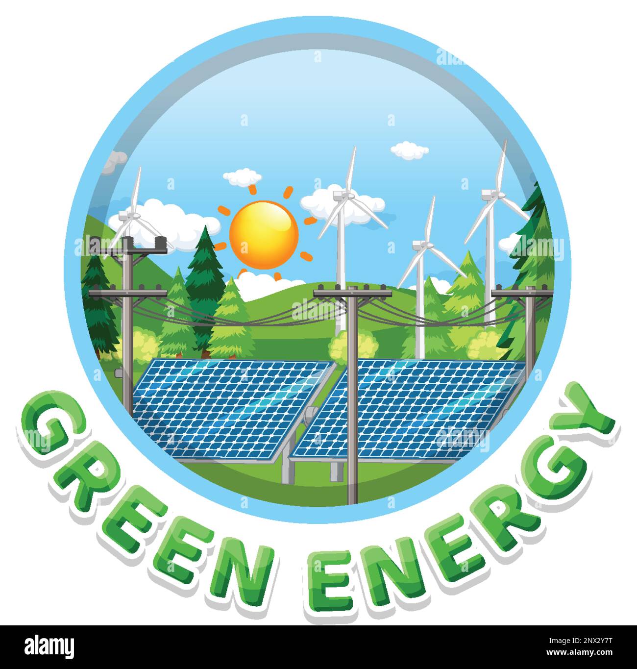 Green energy text banner design illustration Stock Vector Image & Art ...