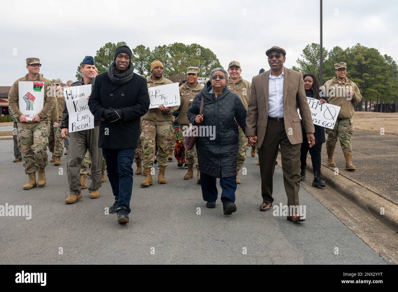 Dr. Sybil Jordan Hampton marches with Team Little Rock members during a ...
