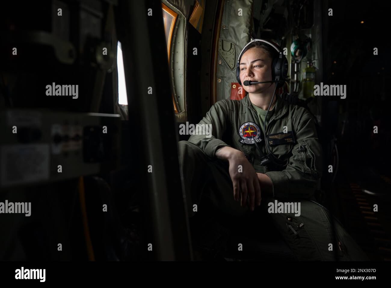 U.S. Marine Corps Cpl. Hailey Hoffman, a loadmaster with Marine Aerial ...