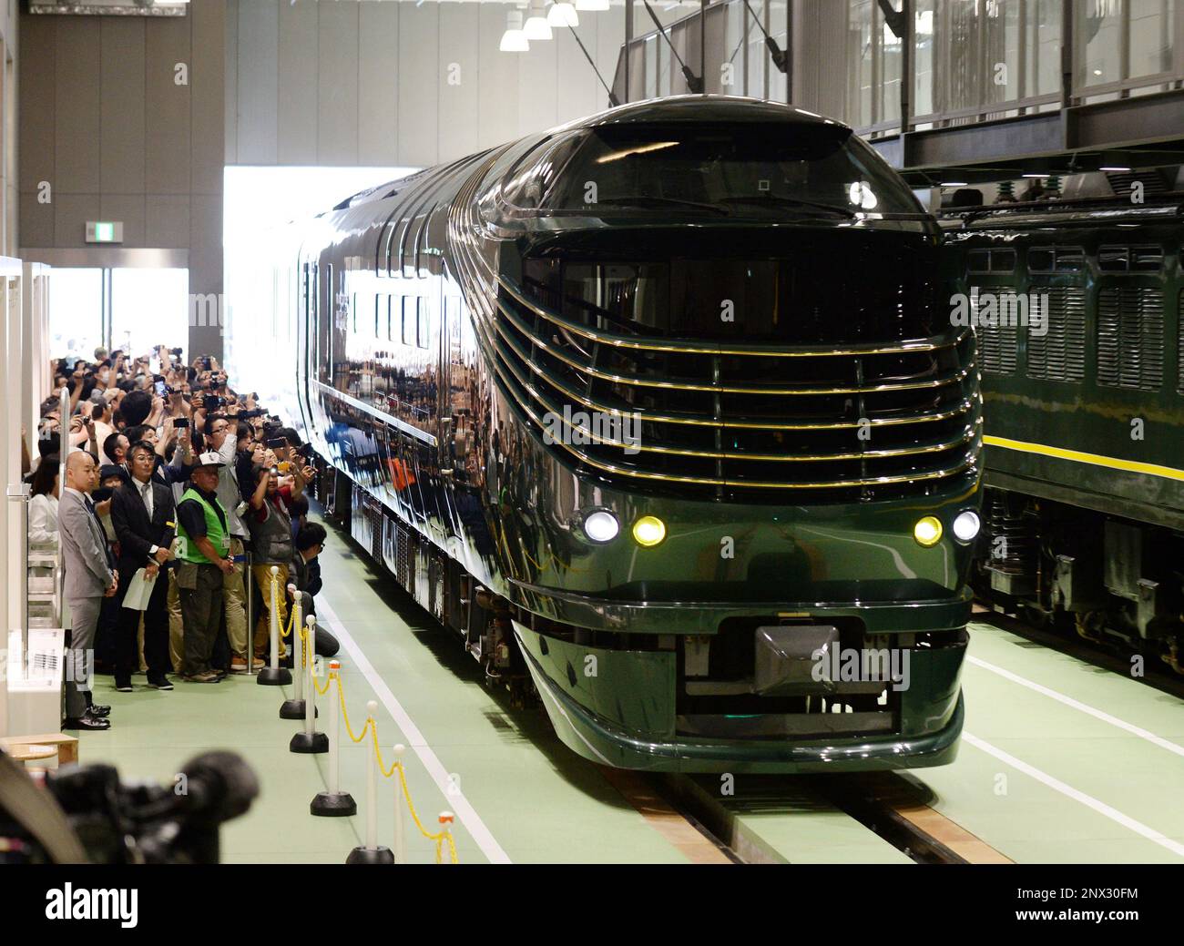 Twilight Express Mizukaze that marks 1st anniversary is displayed at ...
