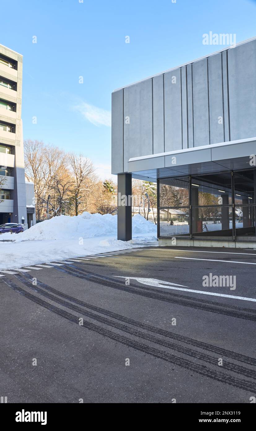 Winter empty street in Hokkaido, Japan Stock Photo - Alamy
