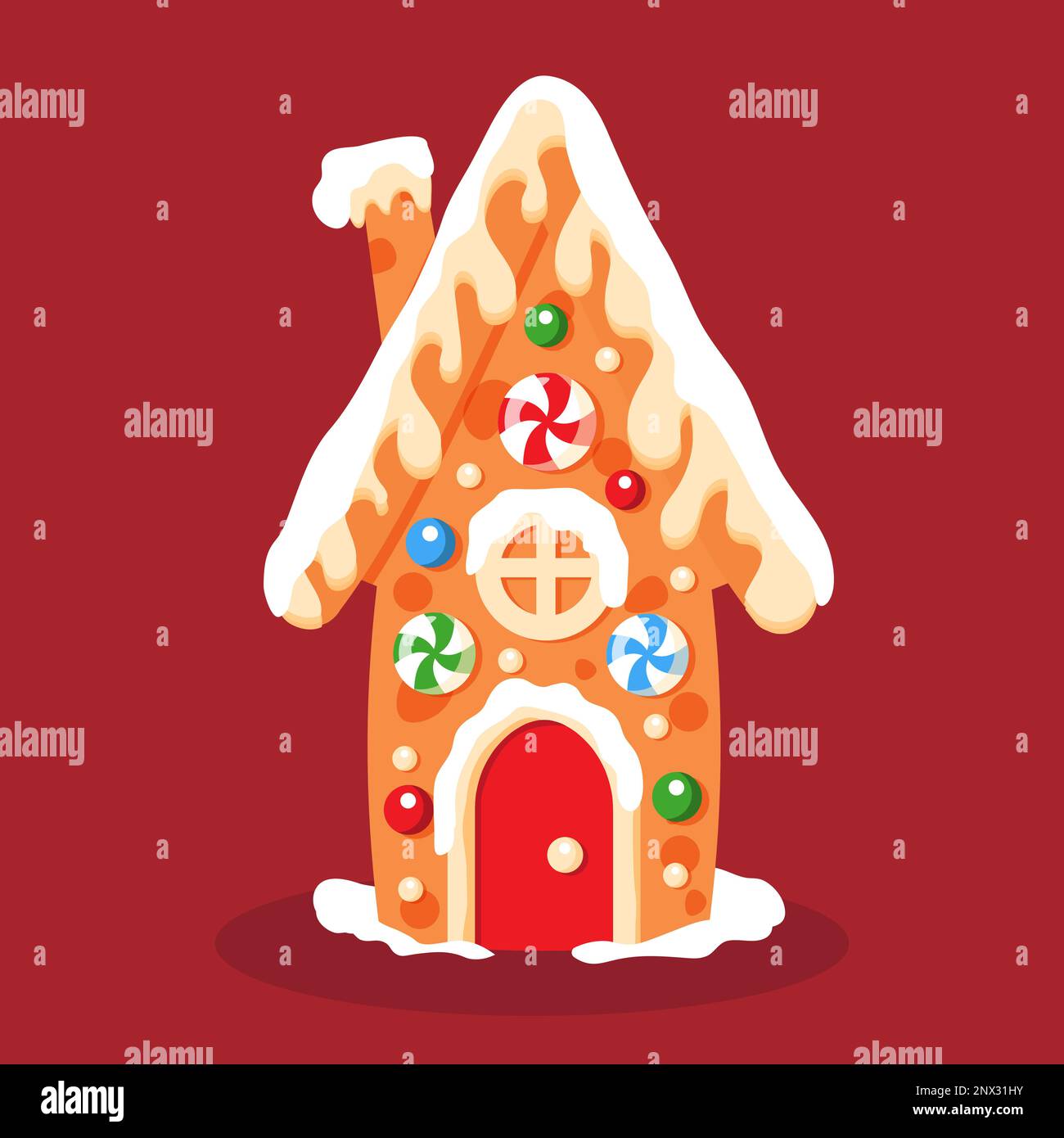 Vector gingerbread house. Christmas cookies and candy. Cute ...