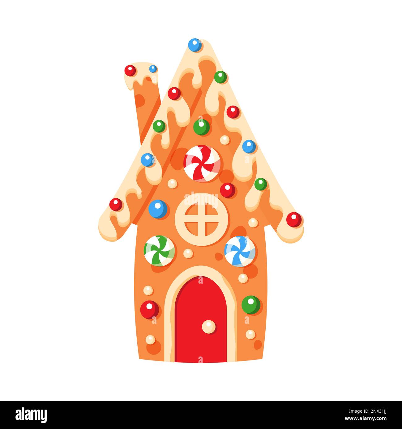 Vector gingerbread house. Christmas cookies and candy. Cute ...