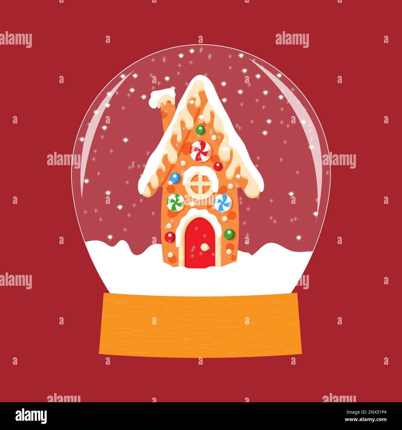 Vector gingerbread house in ball. Christmas cookies and candy. Cute ...