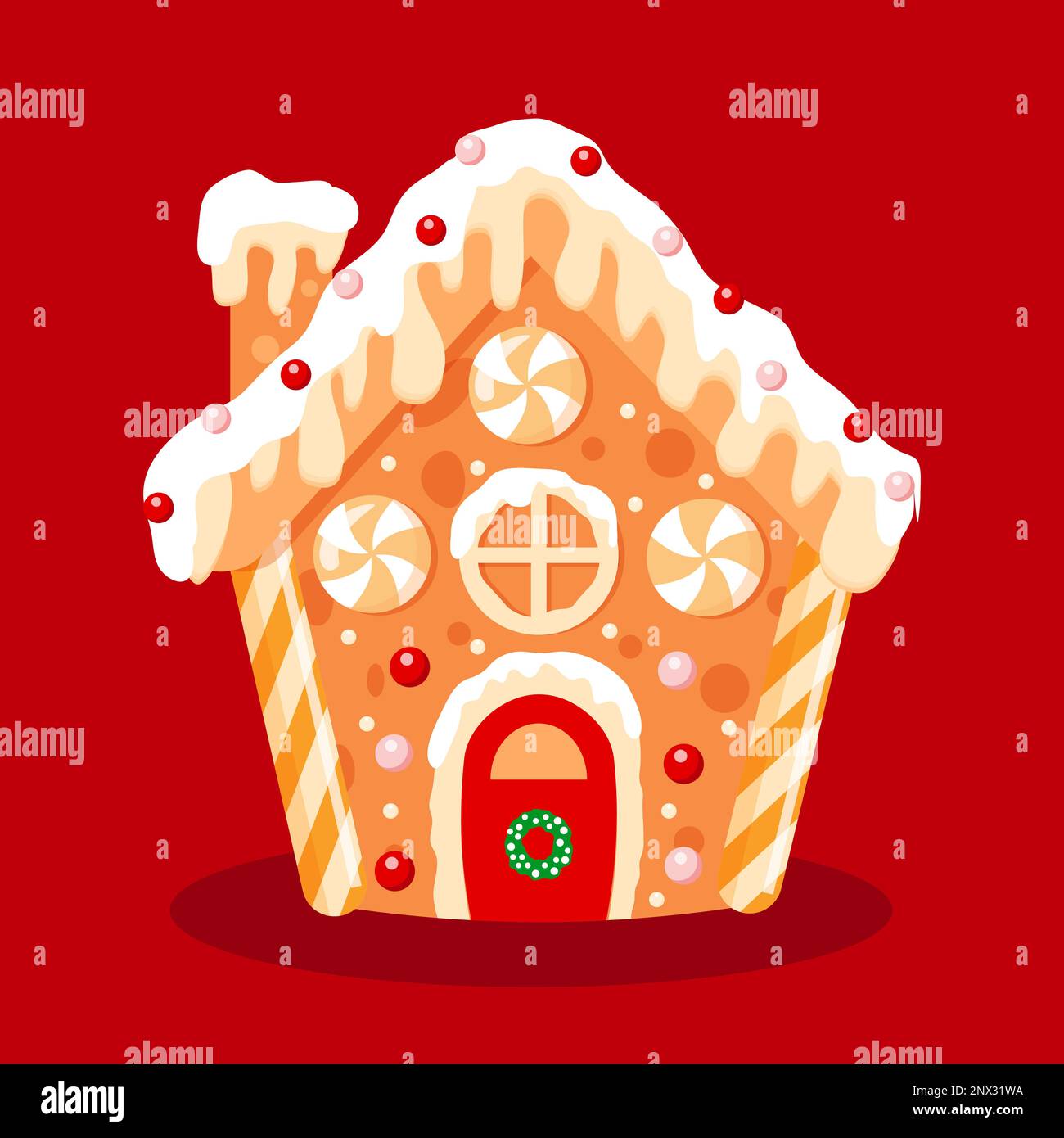 Vector gingerbread house. Christmas cookies and candy. Cute ...