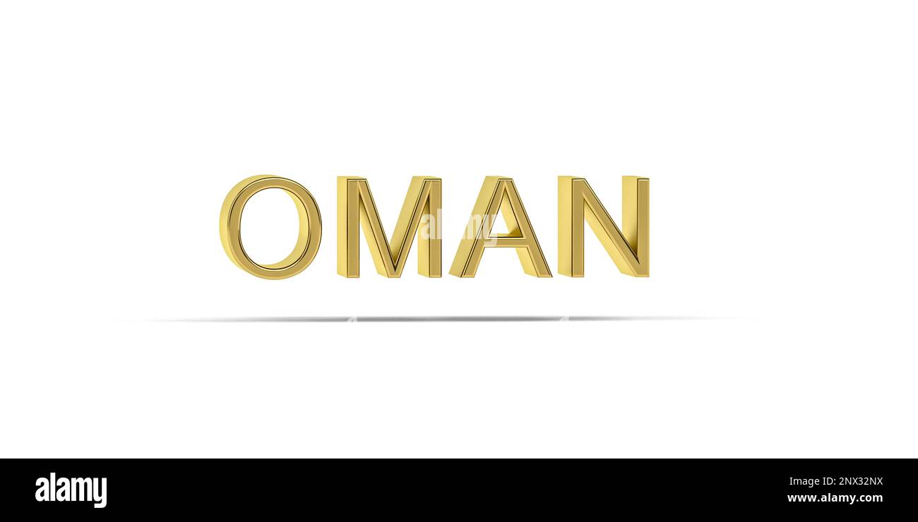 Golden 3D country inscription isolated on white background - 3D render ...