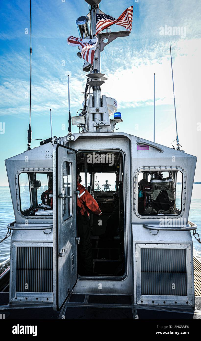 A U.S. Coast Guard response boat medium crew with Station Charleston ...
