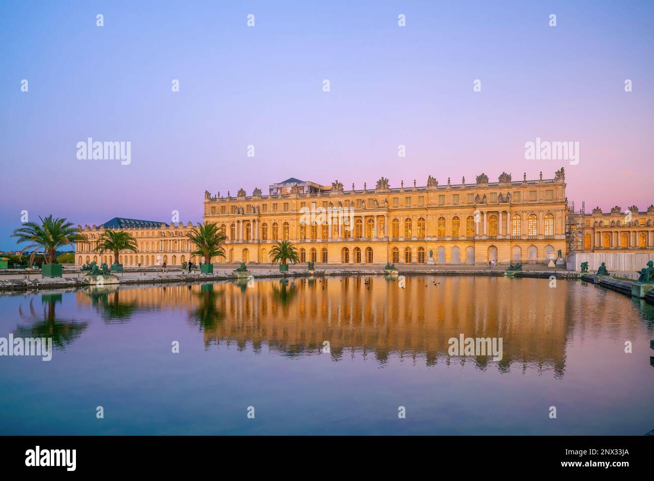 Garden of Chateau de Versailles, near Paris in France at sunset Stock ...