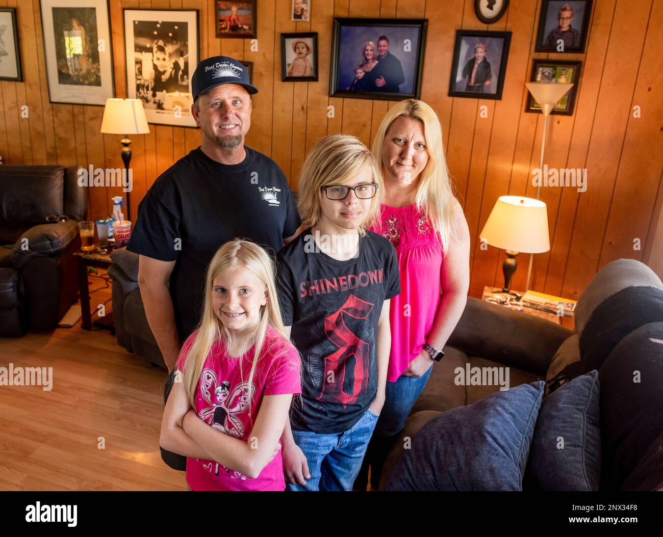 The Beyer family at their rental home in Huntington Beach on Monday ...