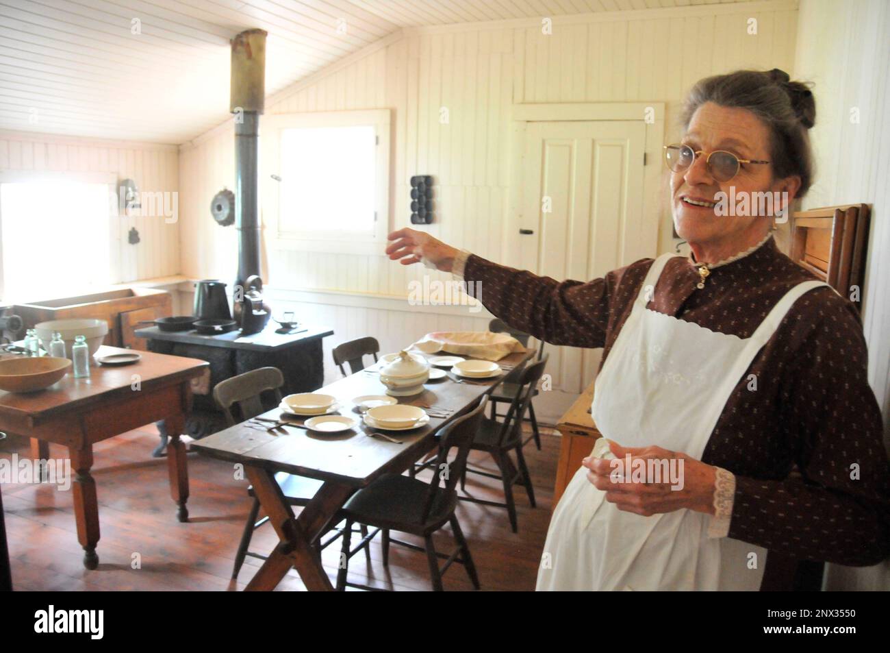 Malakoff Diggins Historic State Park docent Judy Arbuckle shows off the ...
