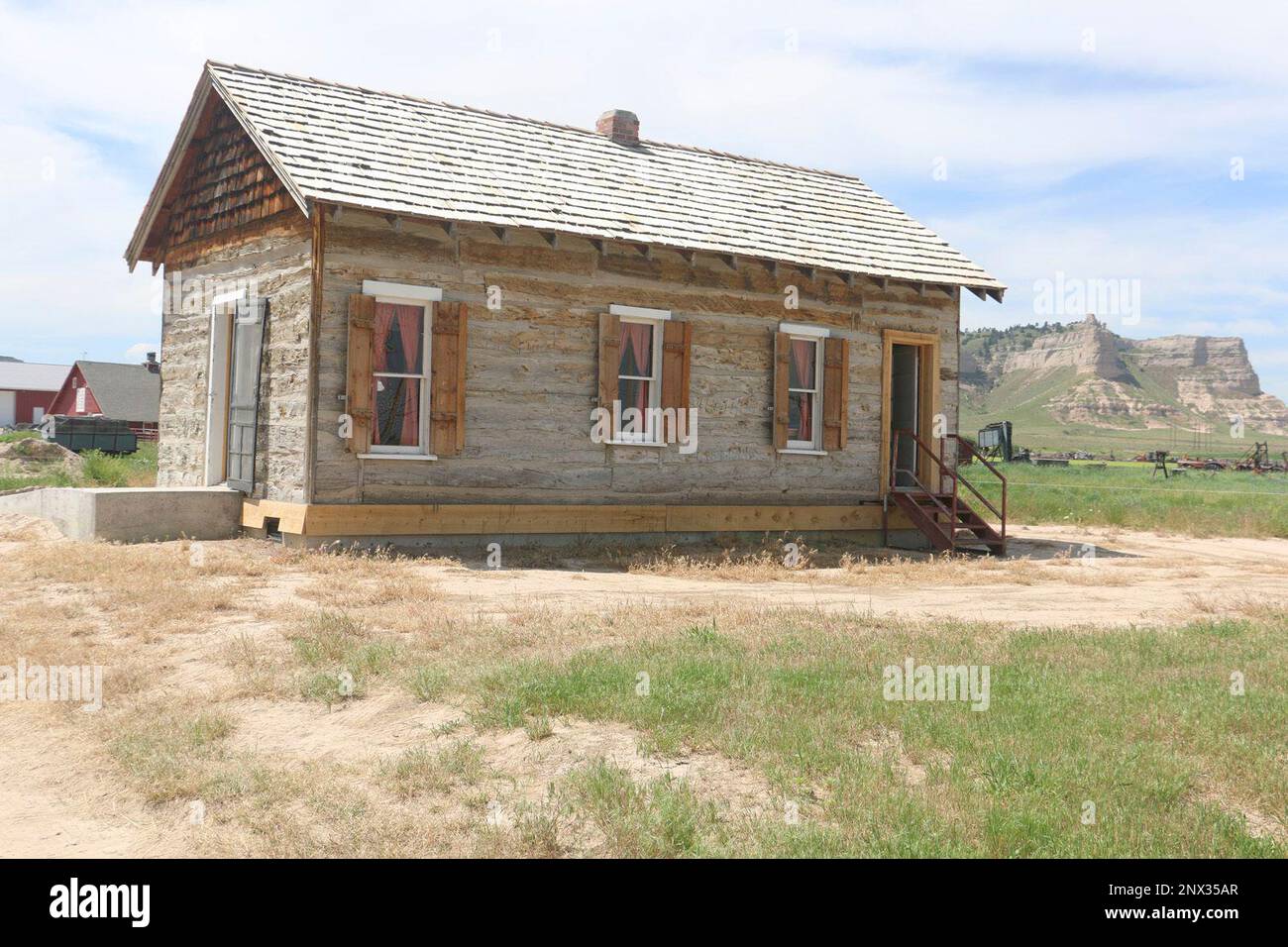 This June 8, 2018 photo shows the Gentry log home in Gering, Neb. The ...