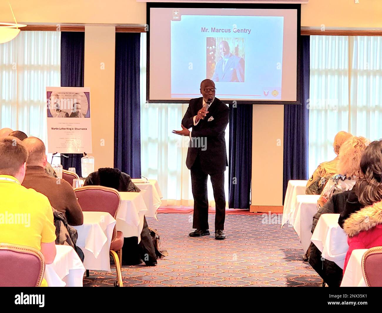 Guest speaker Marcus Gentry gives his presentation about Martin Luther ...