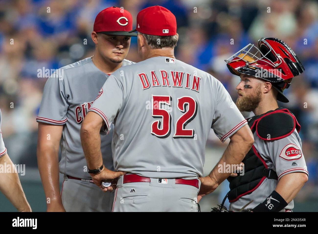 KANSAS CITY, MO - JUNE 12: Pitching Coach Danny Darwin speaks to ...