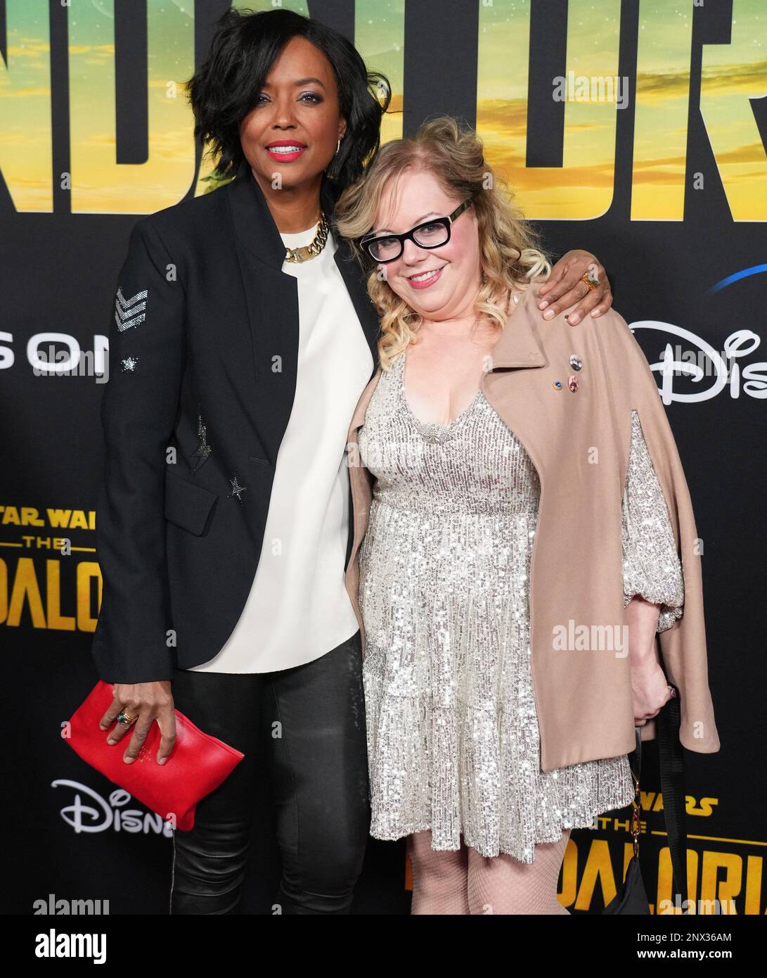 Hollywood, CA, February 28, 2023. (L-R) Aisha Tyler and Kirsten Vangsness at the Disney+ THE ...