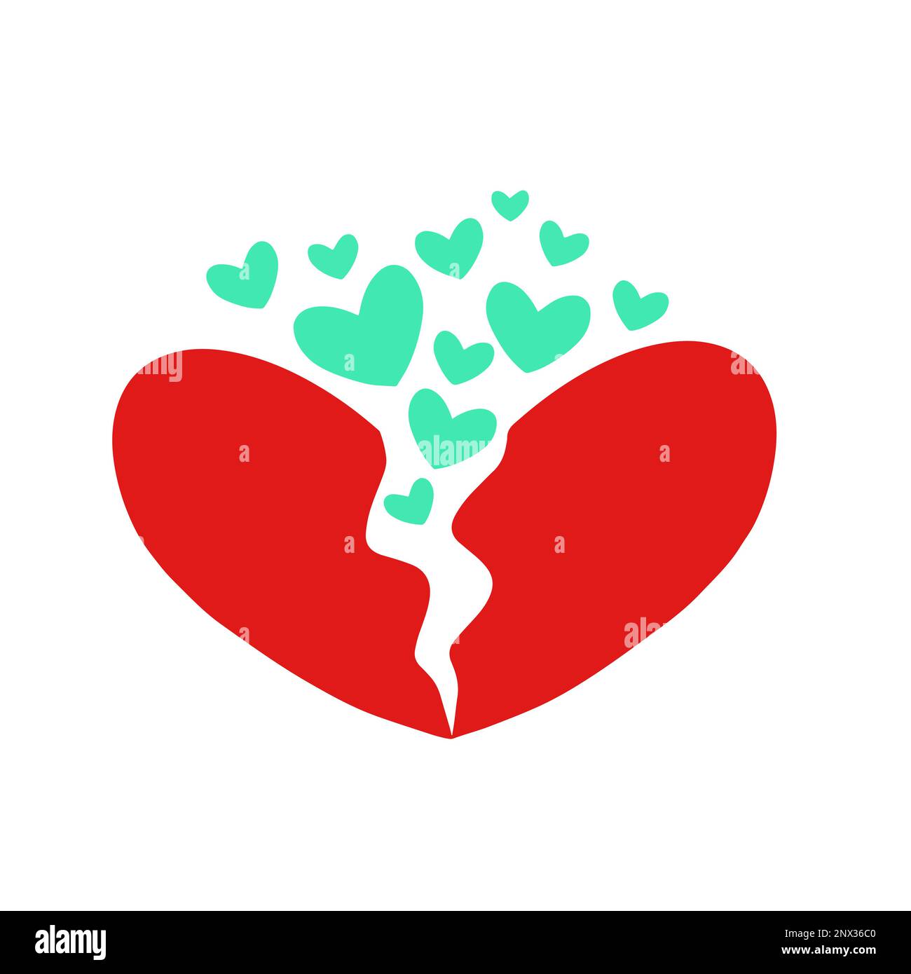 Broken heart with little hearts. Vector illustration Stock Vector Image ...