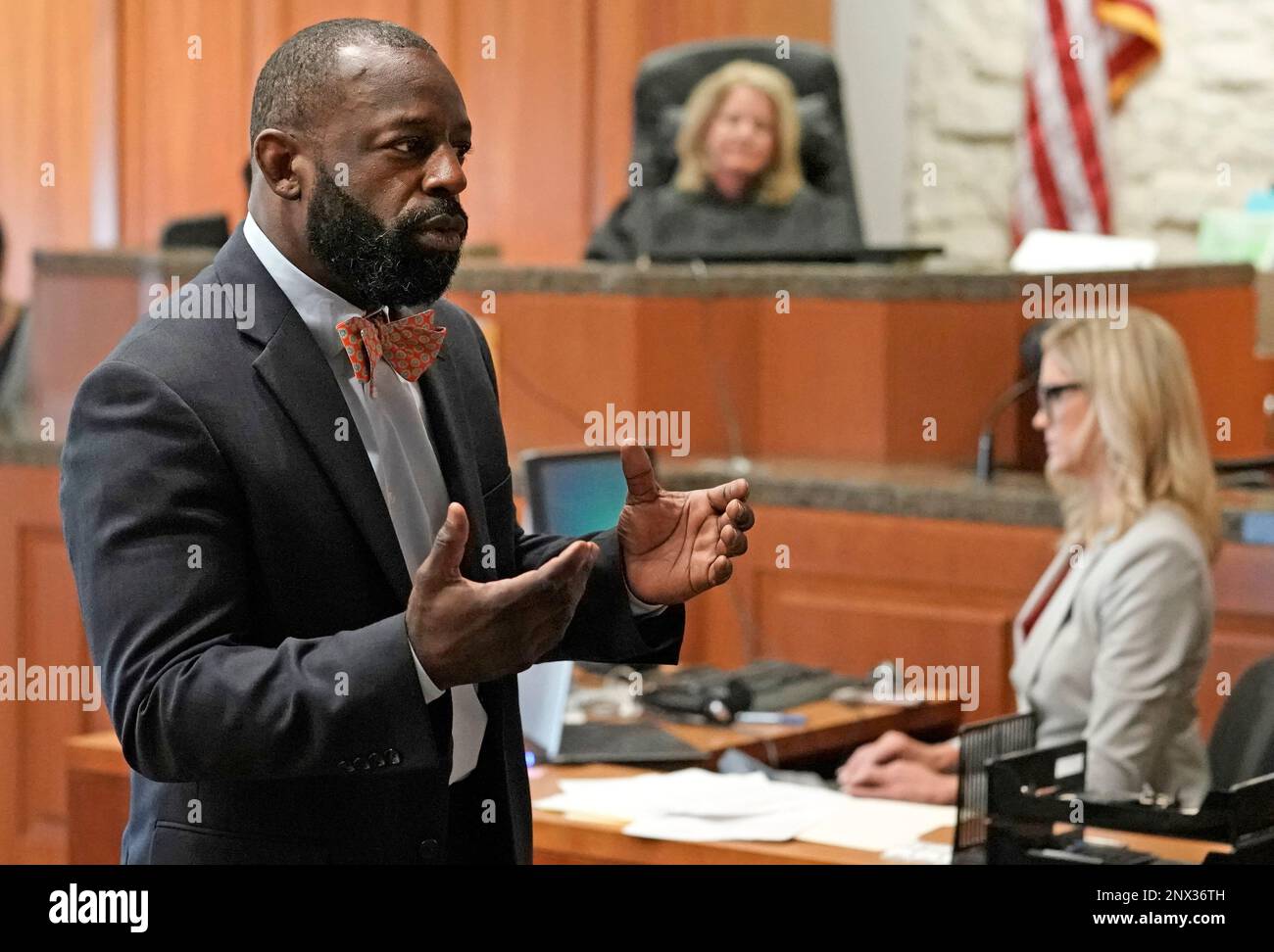 Prosecutor Jules Johnson speaks about defendant Terry Thompson, who is ...