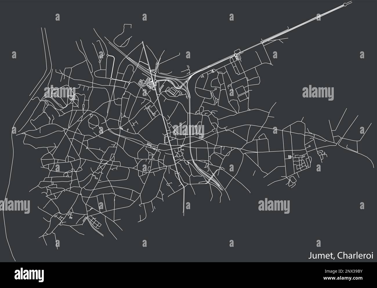 Street roads map of the JUMET MUNICIPALITY, CHARLEROI Stock Vector ...