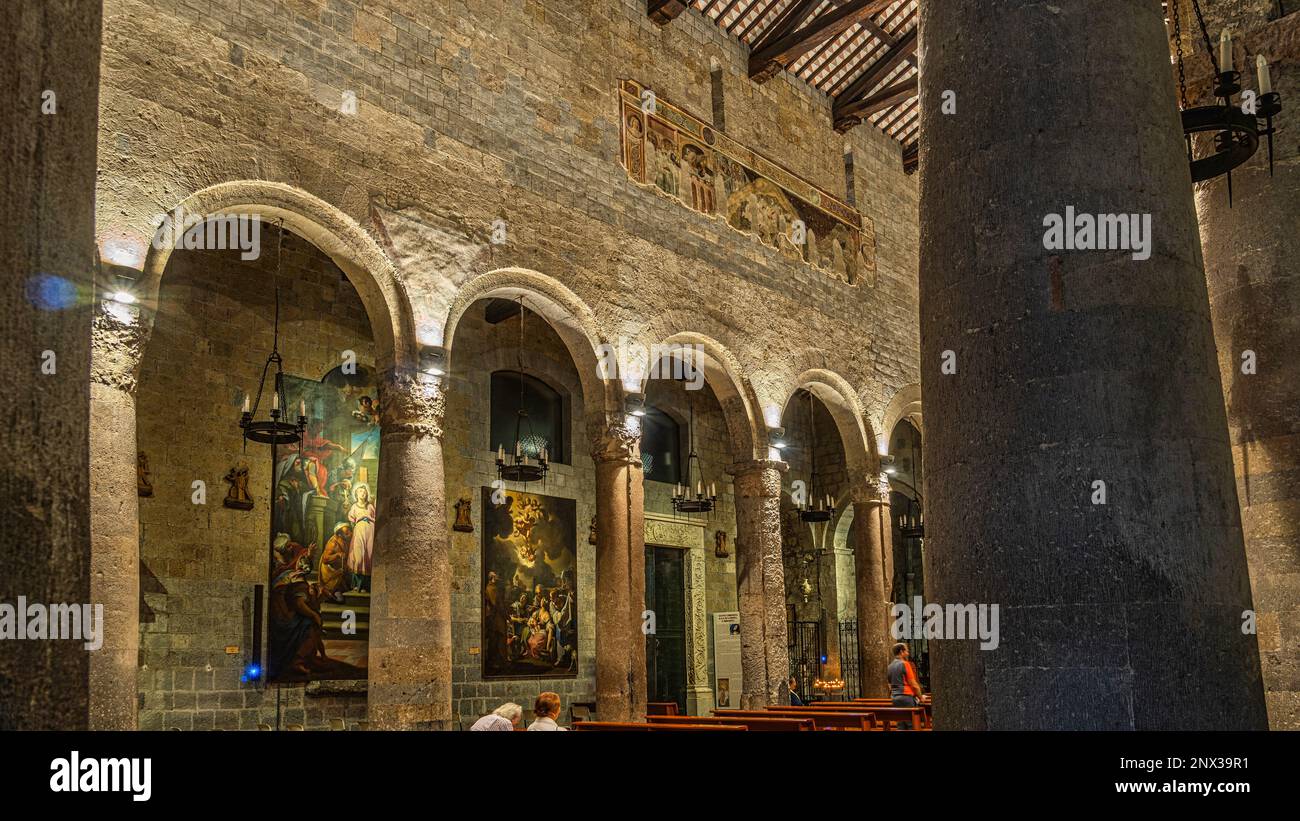 Central nave of the Collegiate Church of Santa Cristina in Bolsena ...