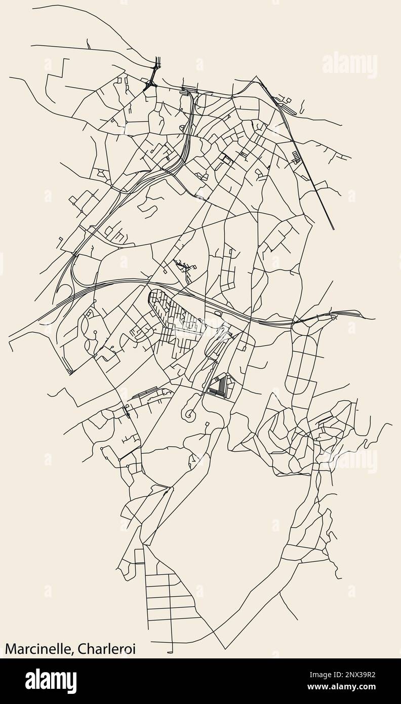 Street roads map of the MARCINELLE MUNICIPALITY, CHARLEROI Stock Vector ...