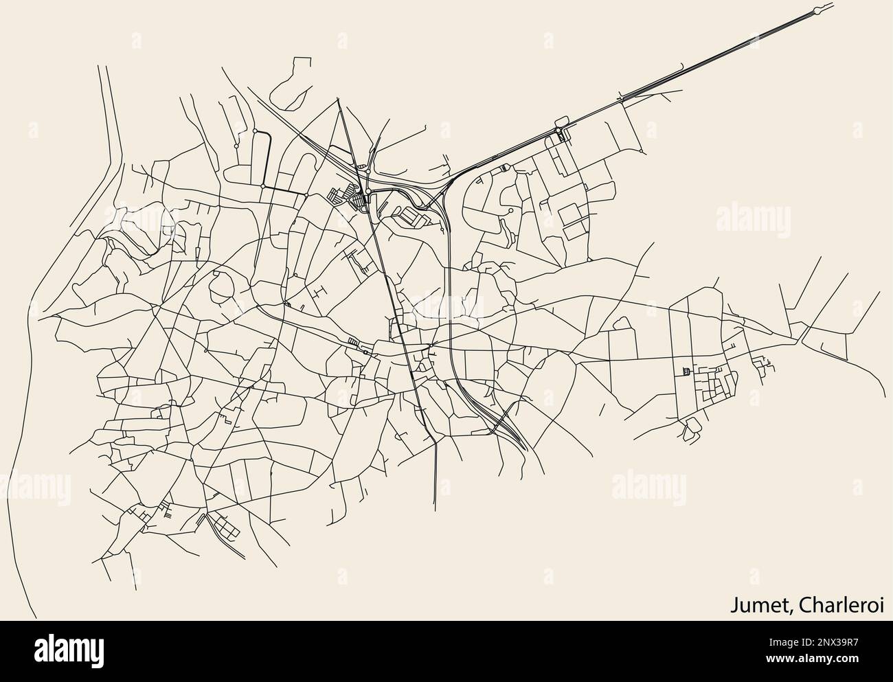 Street roads map of the JUMET MUNICIPALITY, CHARLEROI Stock Vector ...