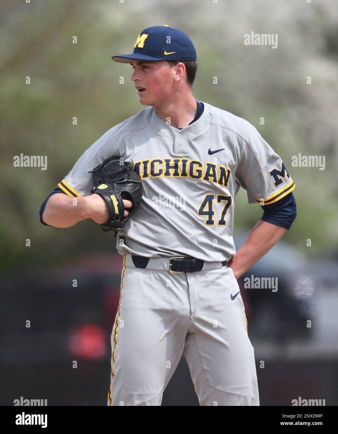 University of Michigan Wolverines pitcher Tommy Henry (47) during game ...