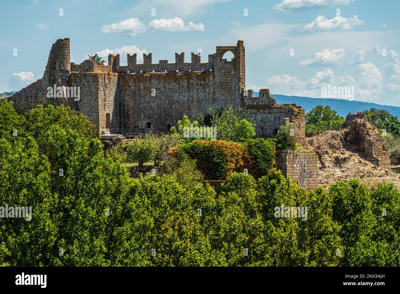 Panorama of the ruins of the ancient fortified Palazzo del Rivellino ...