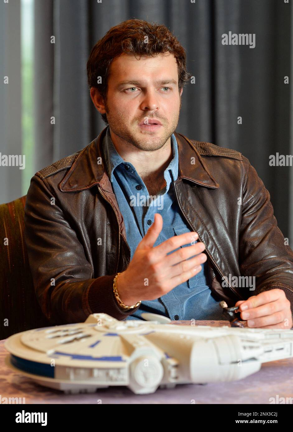 U.S. actor Alden Ehrenreich speaks during an interview conducted by the ...