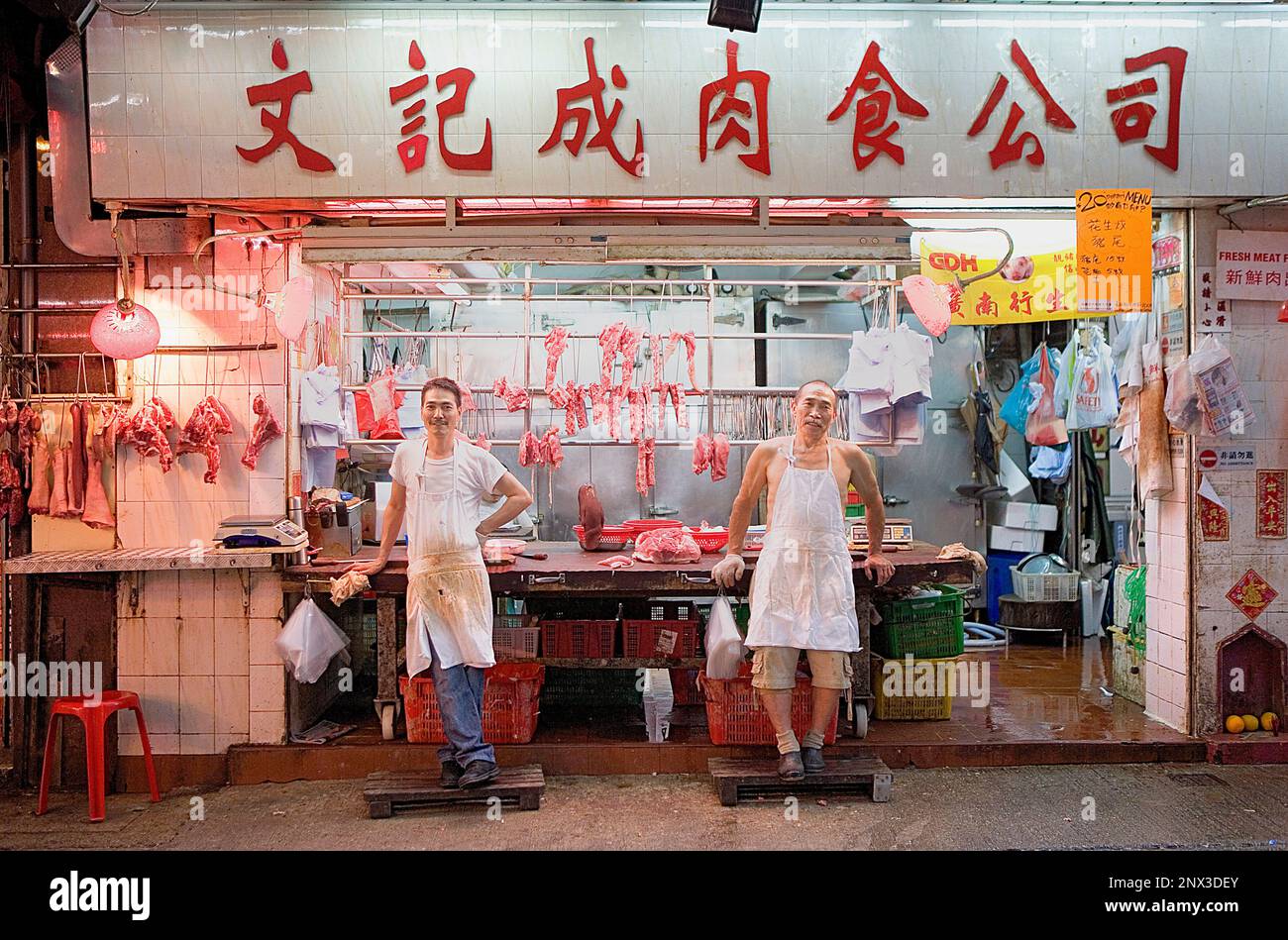 Butcher's shop in Gage Street ,Graham Street Market,Hong Kong, China ...