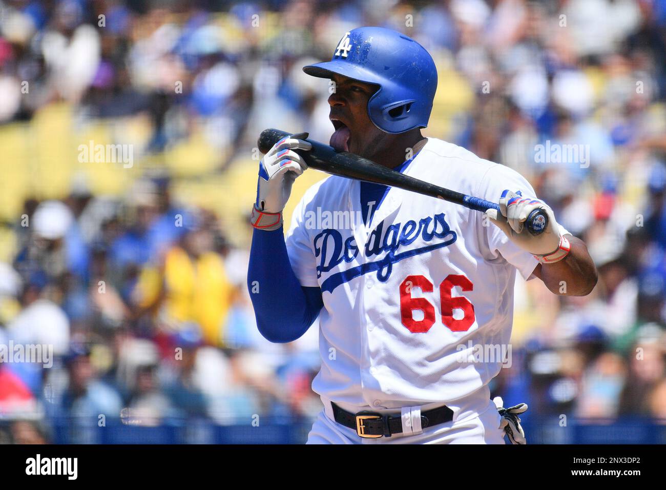 LOS ANGELES, CA - JUNE 10: Los Angeles Dodgers Right field Yasiel Puig ...