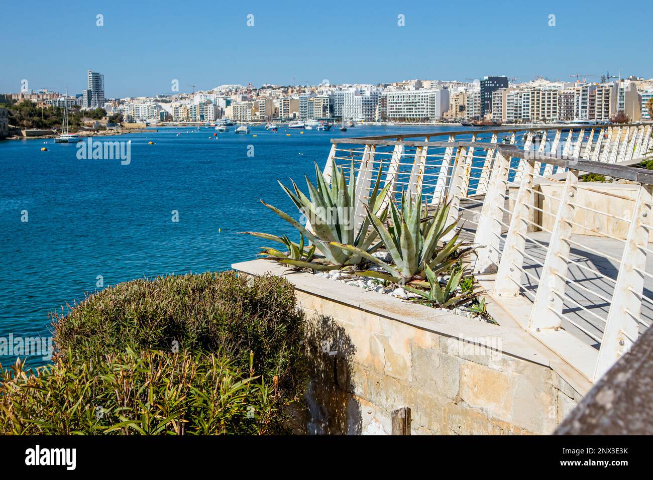 City of Sliema in Malta. Beautiful Sliema bay seen from Tigné point ...