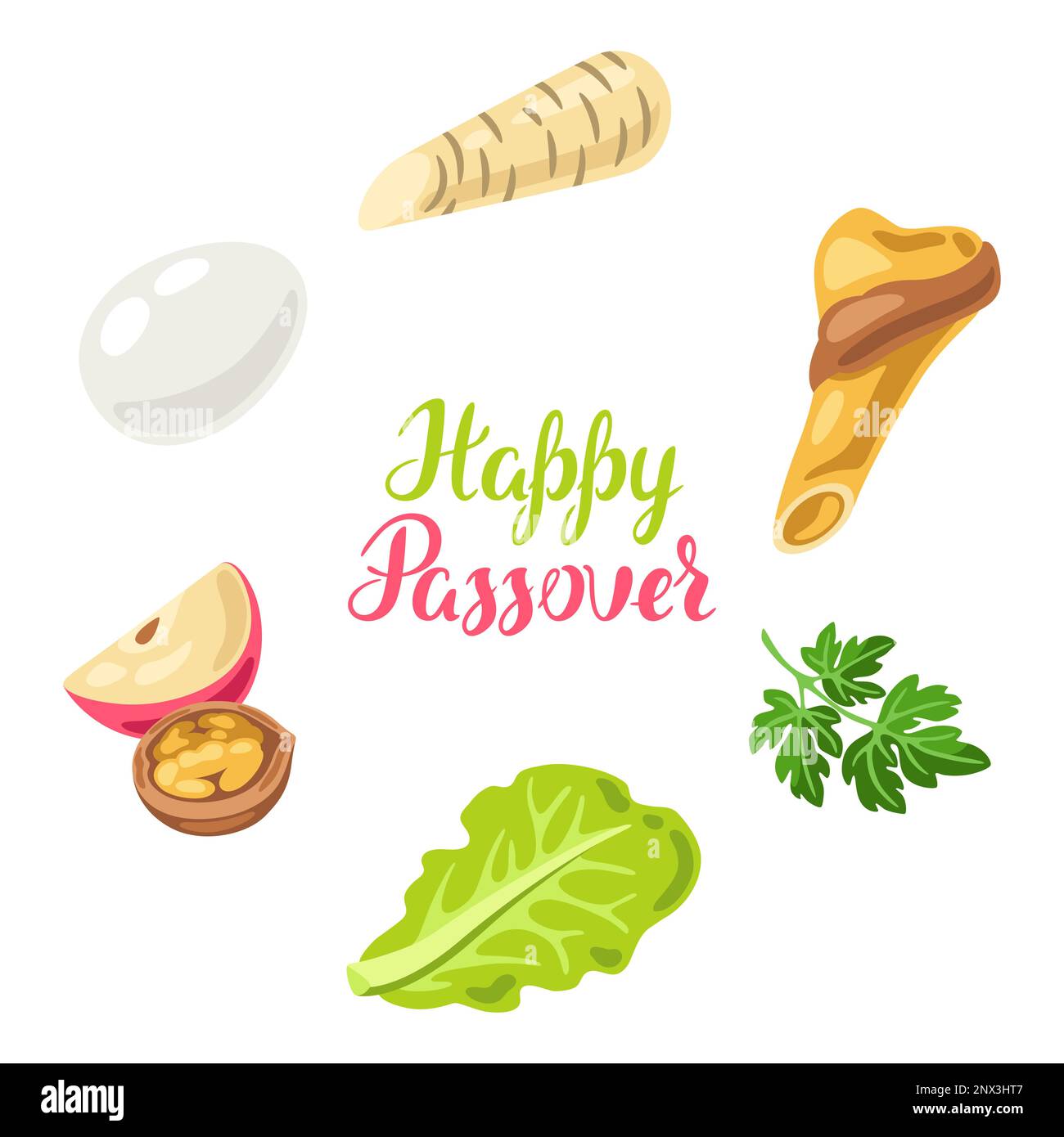 Happy Pesach Jewish Passover plate greeting card. Holiday background ...