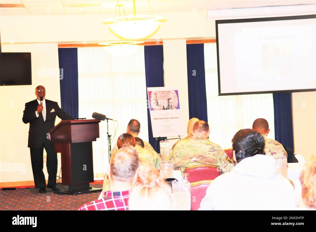 Guest speaker Marcus Gentry gives his presentation about Martin Luther ...