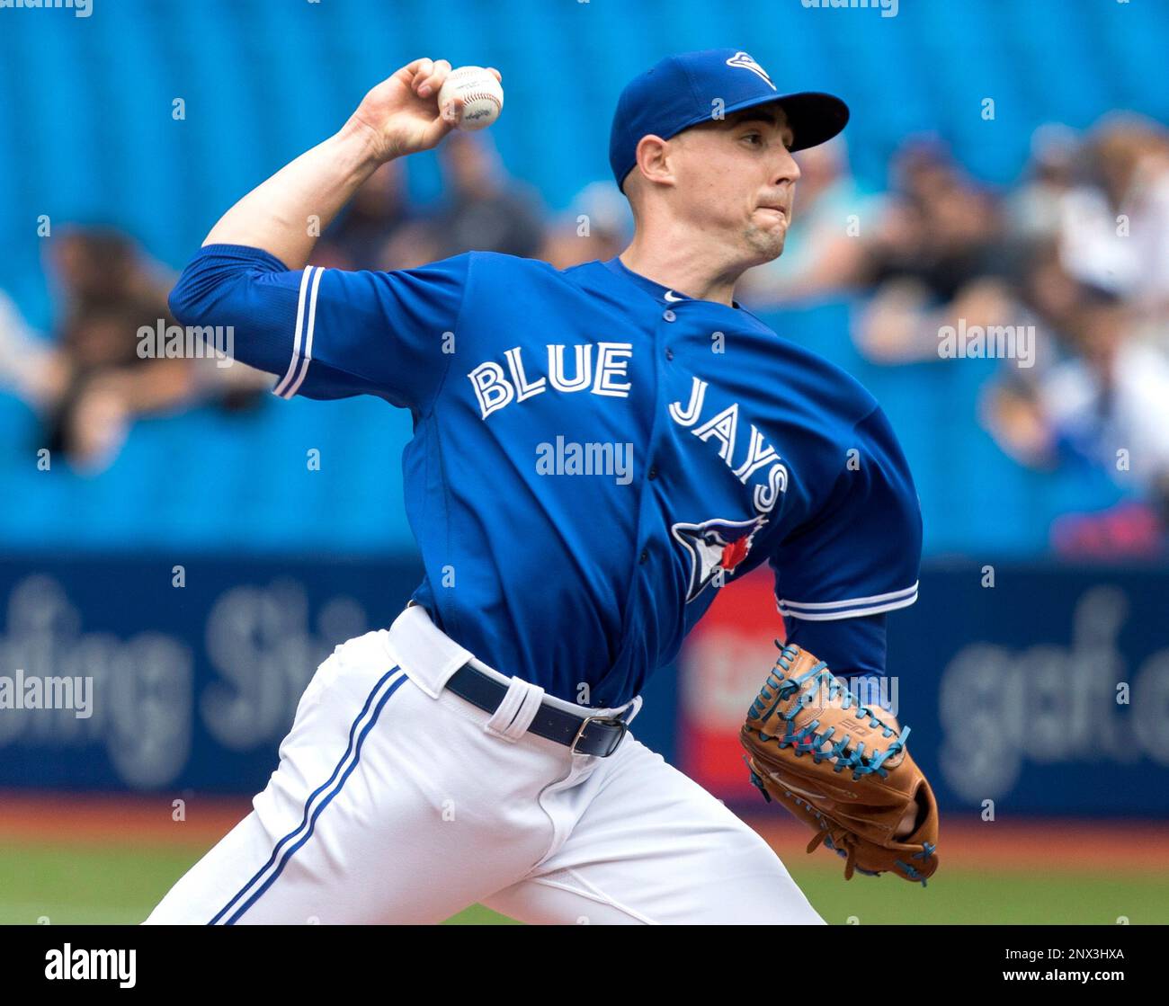 Toronto Blue Jays starting pitcher Aaron Sanchez throws against the ...