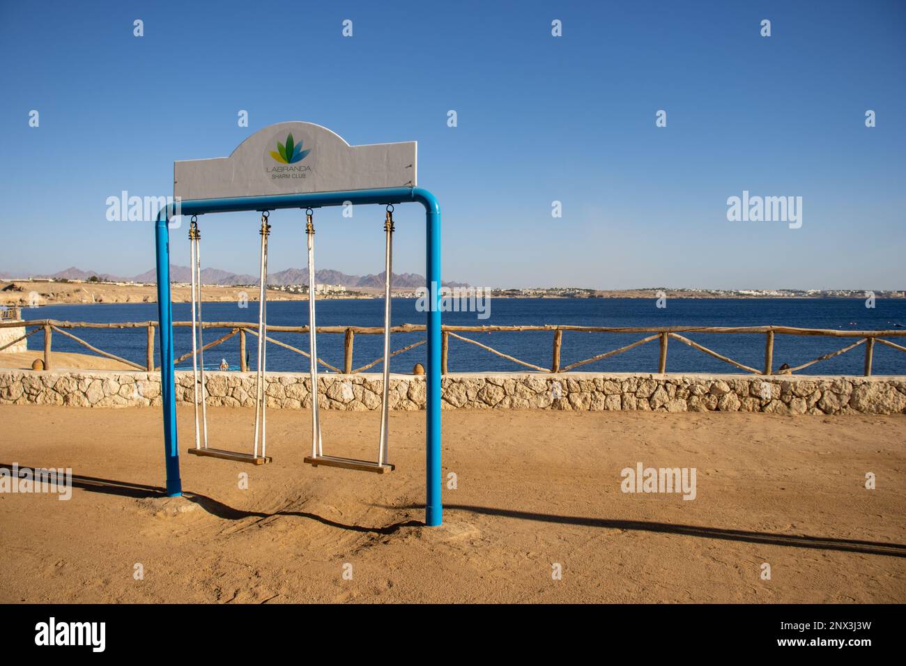 SHARM EL SHEIKH, EGYPT - JANUARY 31, 2023 Labranda Sharm Club swings ...