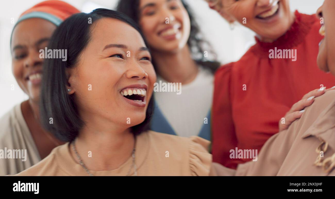 Teamwork success, heart hands and smile in office for diversity support ...