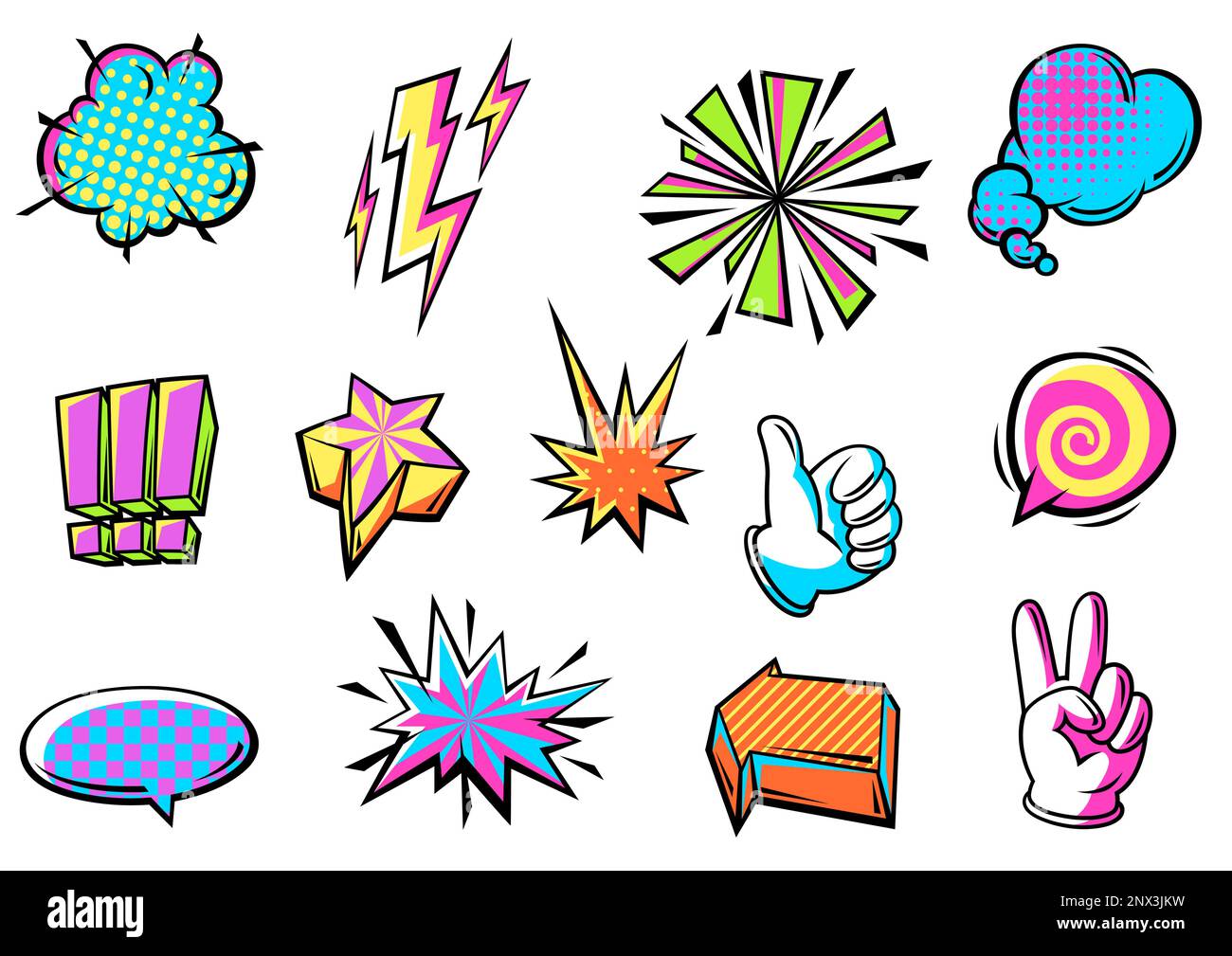 Set of comic speech bubbles signs and symbols. Cartoon pop art creative ...