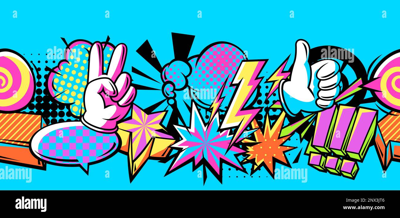 Seamless pattern with comic speech bubbles signs and symbols. Cartoon ...