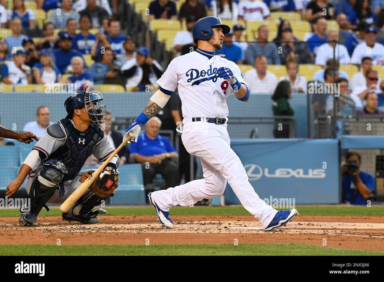 LOS ANGELES, CA - JUNE 08: Los Angeles Dodgers Catcher Yasmani Grandal (9) hits a home run ...