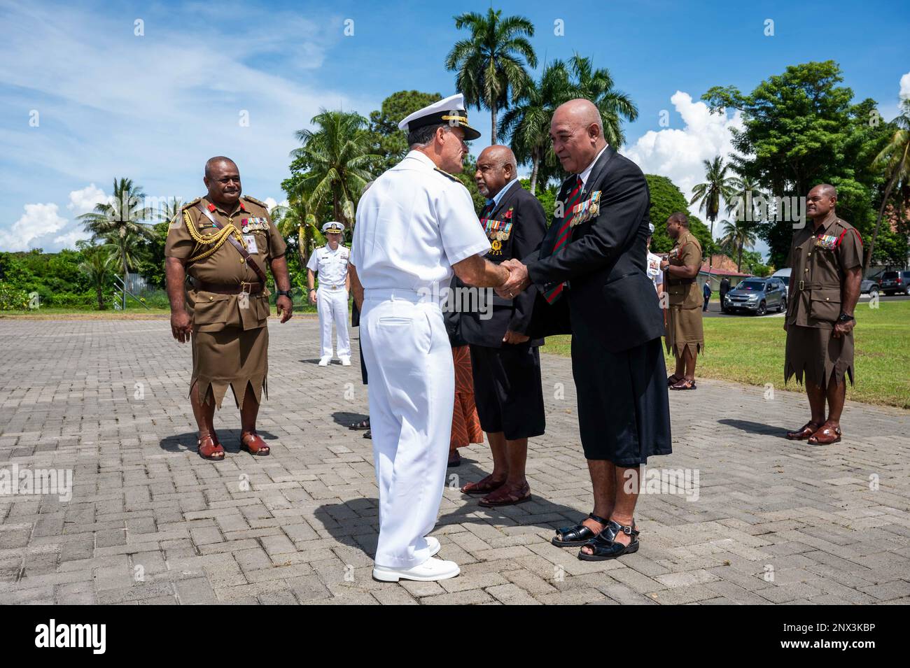 SUVA, Fiji (Jan. 31, 2023) Adm. John C. Aquilino, Commander of U.S. Indo-Pacific Command, center ...