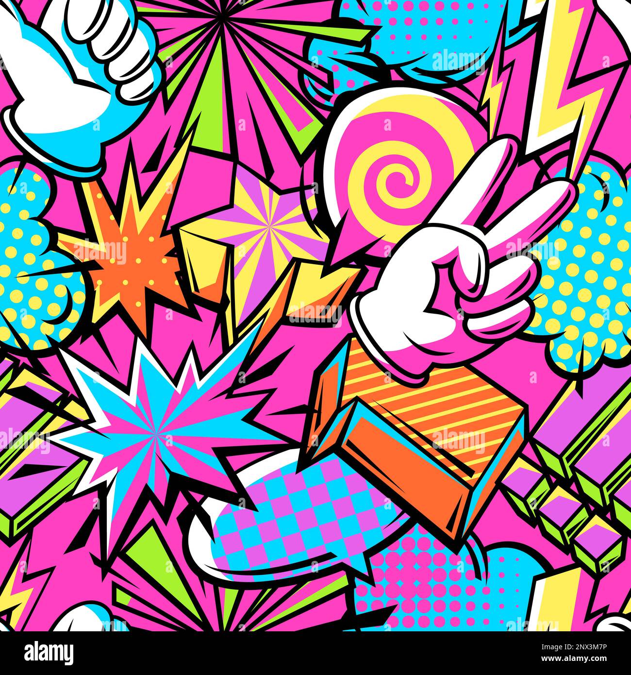 Seamless pattern with comic speech bubbles signs and symbols. Cartoon ...