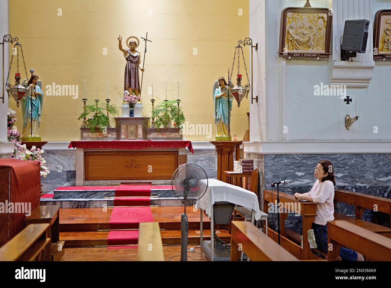 The Cathedral,person praying,Largo da Se, Macau,China Stock Photo - Alamy